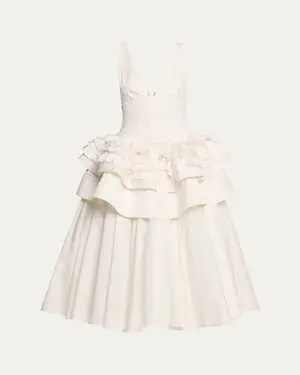 christopher john rogers tiered ruffle peplum midi dress Christopher John Rogers Tiered Ruffled Embroidered Cotton And Silk-Blend  Gown In White - 50% Off