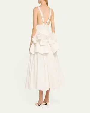 Christopher John Rogers Tiered Ruffle Peplum Midi Dress