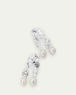 Completedworks Trickles Rhodium-plated Earrings - Pearls And Cubic Zirconia