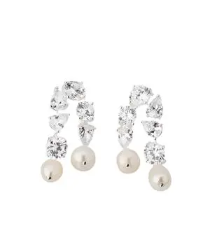 Completedworks Completedworks Trickles Rhodium-Plated Earrings Pearls And Cubic