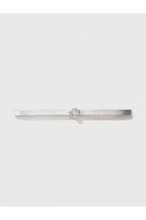 Maje Slim Belt With Clover Buckle - Silver