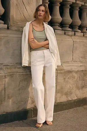 Maeve Tessie European Flax Linen Stretch Blazer - Bone