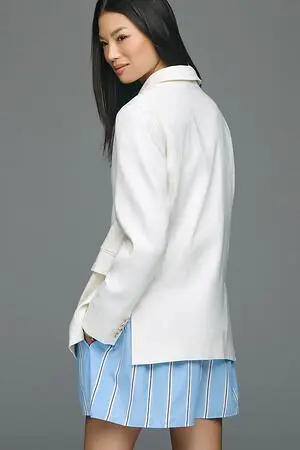 Maeve Tessie European Flax Linen Stretch Blazer - Bone