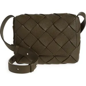 BOTTEGA  VENETA Bottega Veneta Intrecciato Messenger Bag Kaki/silver