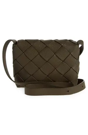 Bottega Veneta Intrecciato Messenger Bag - Kaki/silver