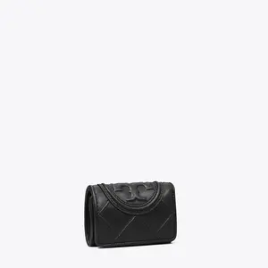 Tory Burch Small Fleming Soft Flap Wallet - Black