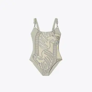 Tory Burch Printed Clip Tank Suit