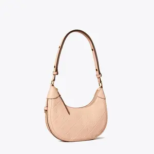 Tory Burch Tory Burch T Monogram Leather Crescent Bag Blush