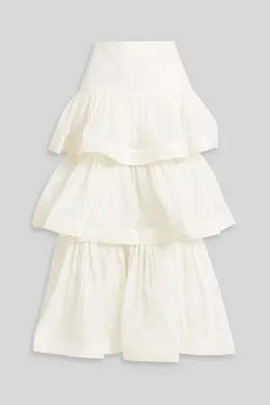 Zimmermann Tiered Linen And Silk-blend Gauze Midi Skirt