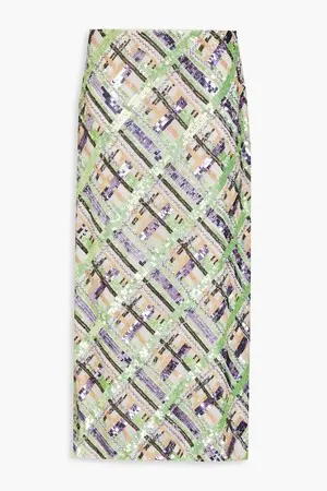 Veronica Beard Brent Embellished Georgette Midi Skirt