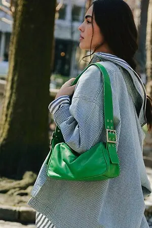 Free People Leather Shoulder Bag Cut Grass