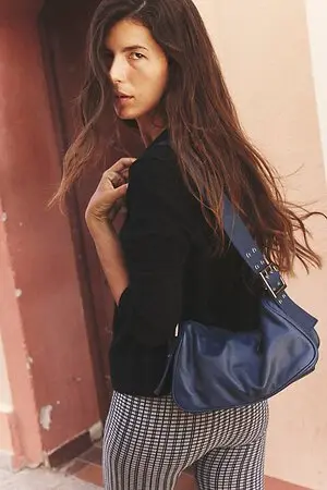 Free People Leather Shoulder Bag Naval Blue