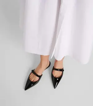 Manolo Blahnik Camparimu Patent Leather Mules