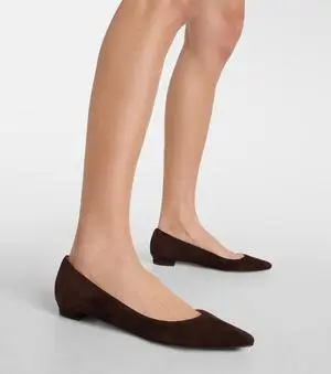 Manolo Blahnik Suede Ballet Flats - Brown