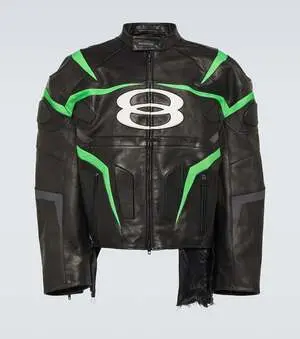 Balenciaga Logo Leather Biker Jacket