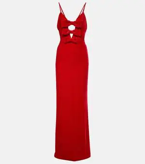 Alessandra Rich Bow-detail Velvet Gown - Red