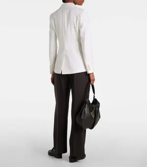 Max Mara Osanna Virgin Wool Gabardine Blazer - White