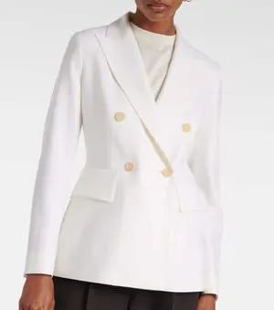 Max Mara Osanna Virgin Wool Gabardine Blazer - White