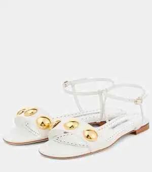Manolo Blahnik Embellished Leather Sandals