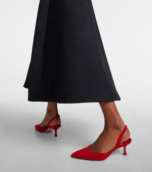 Manolo Blahnik Carolyne Gala Suede Slingback Pumps - Red