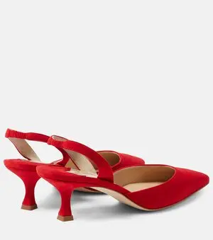 Manolo Blahnik Carolyne Gala Suede Slingback Pumps - Red