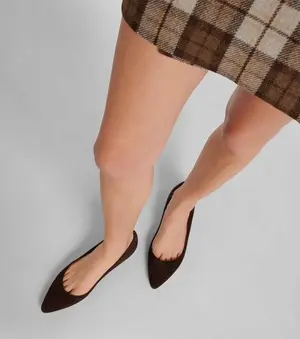 Manolo Blahnik Lanza Bb Suede Ballet Flats - Brown