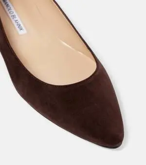 Manolo Blahnik Lanza Bb Suede Ballet Flats - Brown