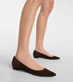 Manolo Blahnik Lanza Bb Suede Ballet Flats - Brown