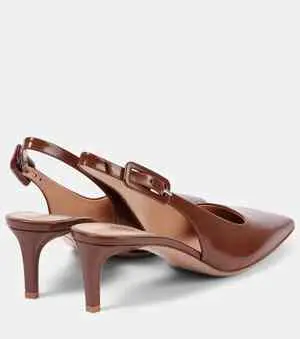 GIANVITO ROSSI 55 Patent Leather Slingback Pumps - Brown