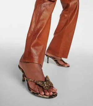 Blumarine Butterfly 75 Leopard-print Sandals
