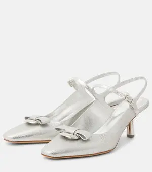 FERRAGAMO Ophelia 55 Leather Slingback Pumps - Silver