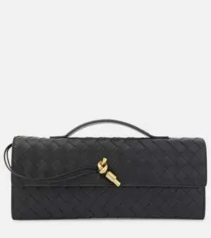 Bottega Veneta Andiamo Intrecciato Leather Clutch - Black