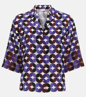 Dries Van Noten Printed Cr�pe Bowling Shirt