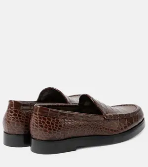 Manolo Blahnik Dinelio Croc-effect Leather Loafers - Brown