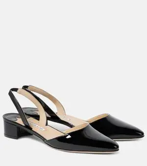 Manolo Blahnik Aspro 30 Patent Leather Slingback Pumps - Black