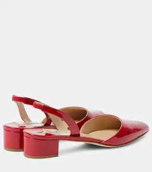 Manolo Blahnik Aspro 30 Patent Leather Slingback Pumps - Red