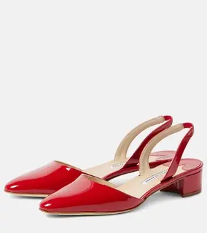 Manolo Blahnik Aspro 30 Patent Leather Slingback Pumps - Red