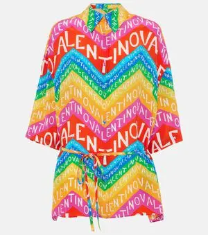 Valentino Garavani Logo Silk Shirt Dress - Multicoloured