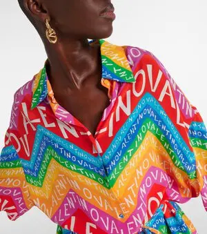 Valentino Garavani Logo Silk Shirt Dress