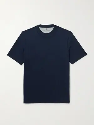 Brunello Cucinelli Silk And Cotton-blend Jersey T-shirt - Blue