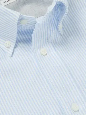 Brunello Cucinelli Button-down Collar Striped Cotton Oxford Shirt