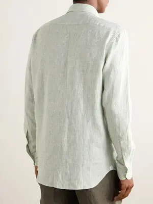 Zegna Striped Oasi Linen Shirt - Green