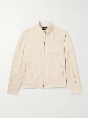 Zegna Leather-trimmed Oasi Linen Jacket - Neutrals