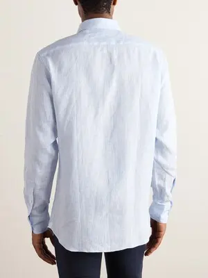 Zegna Striped Oasi Linen Shirt - Blue