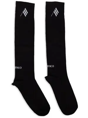 Attico Intarsia-knit Logo Knee-high Socks - Black