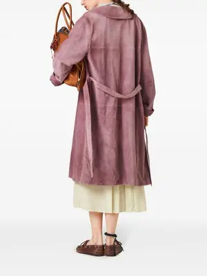 Miu Miu Logo-embossed Leather Coat - Pink