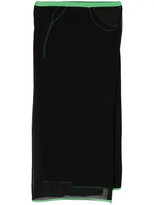 Paris Georgia Contrast-trim Knitted Midi Skirt - Black