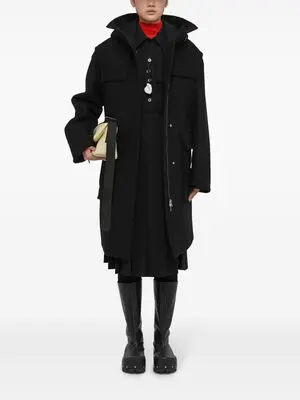 JIL SANDER Long-sleeve Wool Flannel Overshirt - Black