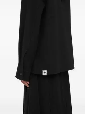JIL SANDER Long-sleeve Wool Flannel Overshirt - Black