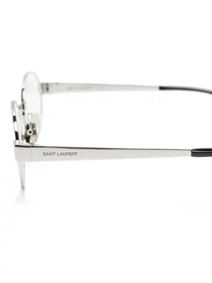 Saint Laurent Logo-engraved Oval-frame Glasses